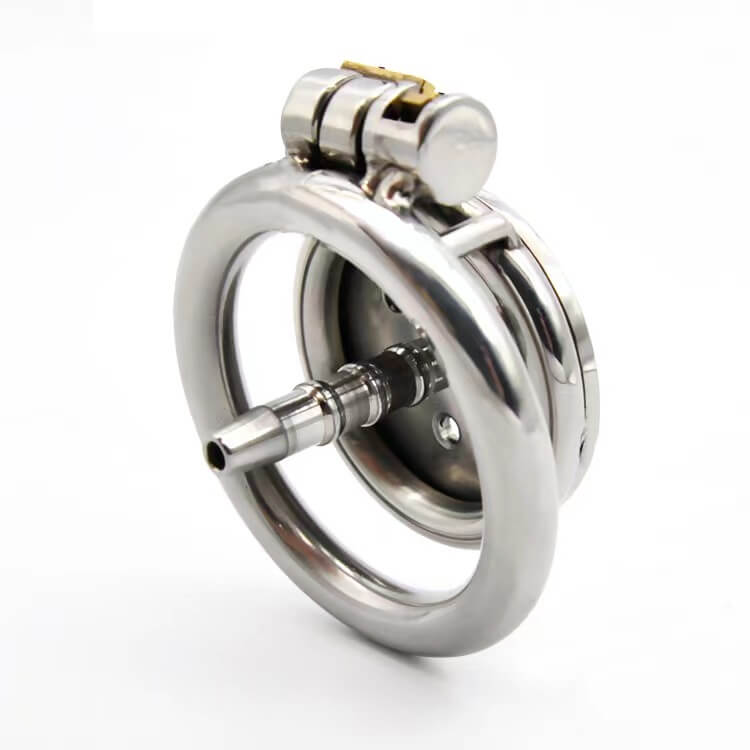 Mini Inverted Flat Steel Chastity Cage (Optional Spikes + Urethra Inse ...
